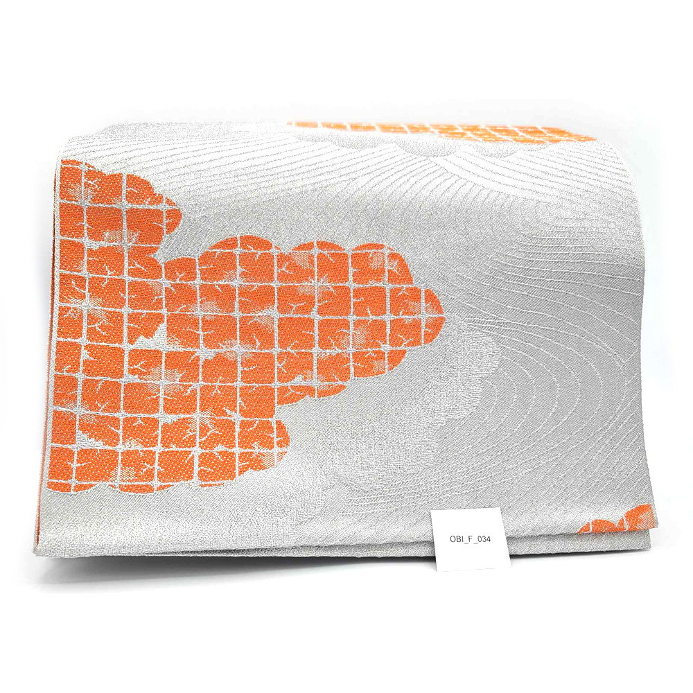 Silver and Orange Fukuro Obi – Tangerine Mountain